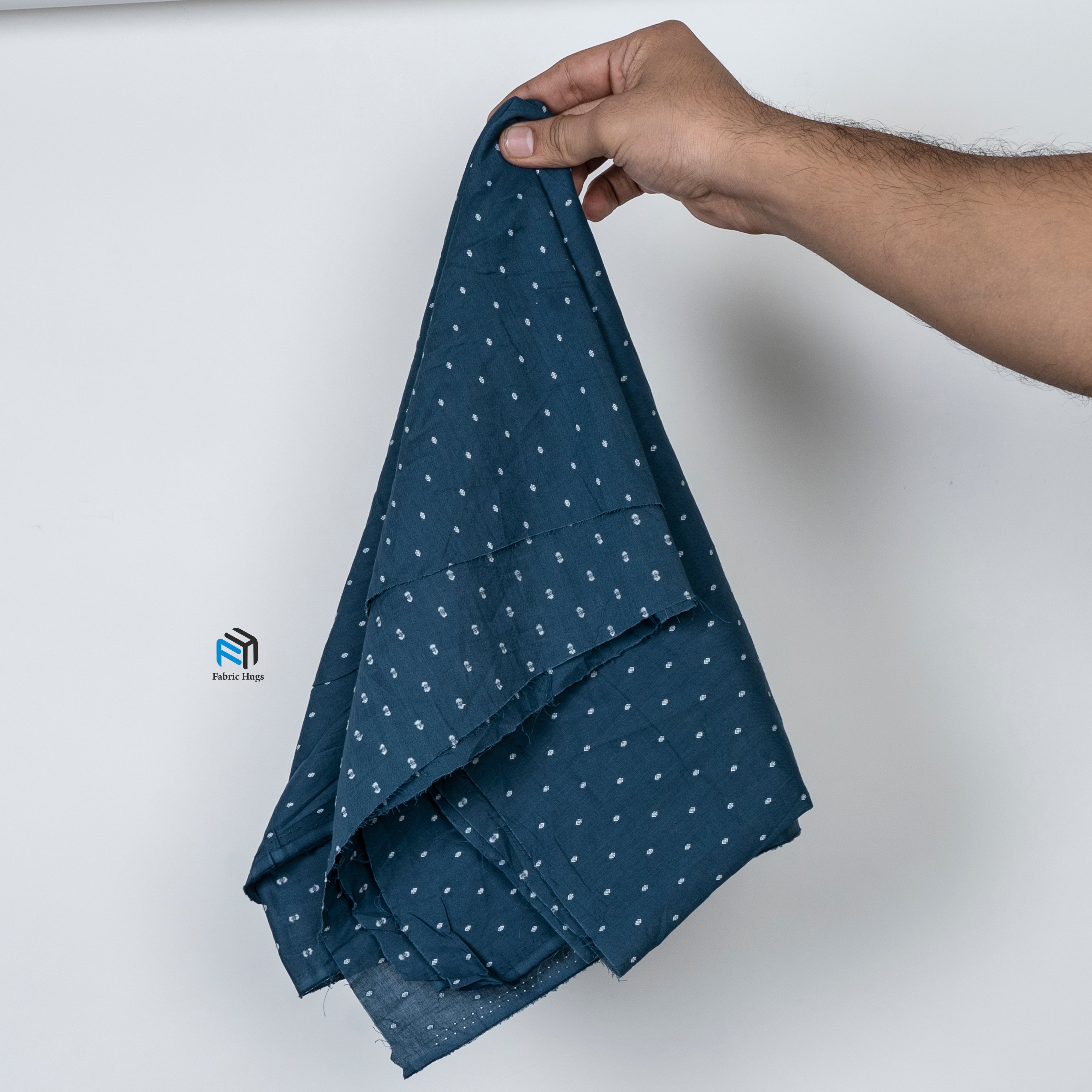 Cotton dobby navy blue butta CD011 – Fabric Hugs